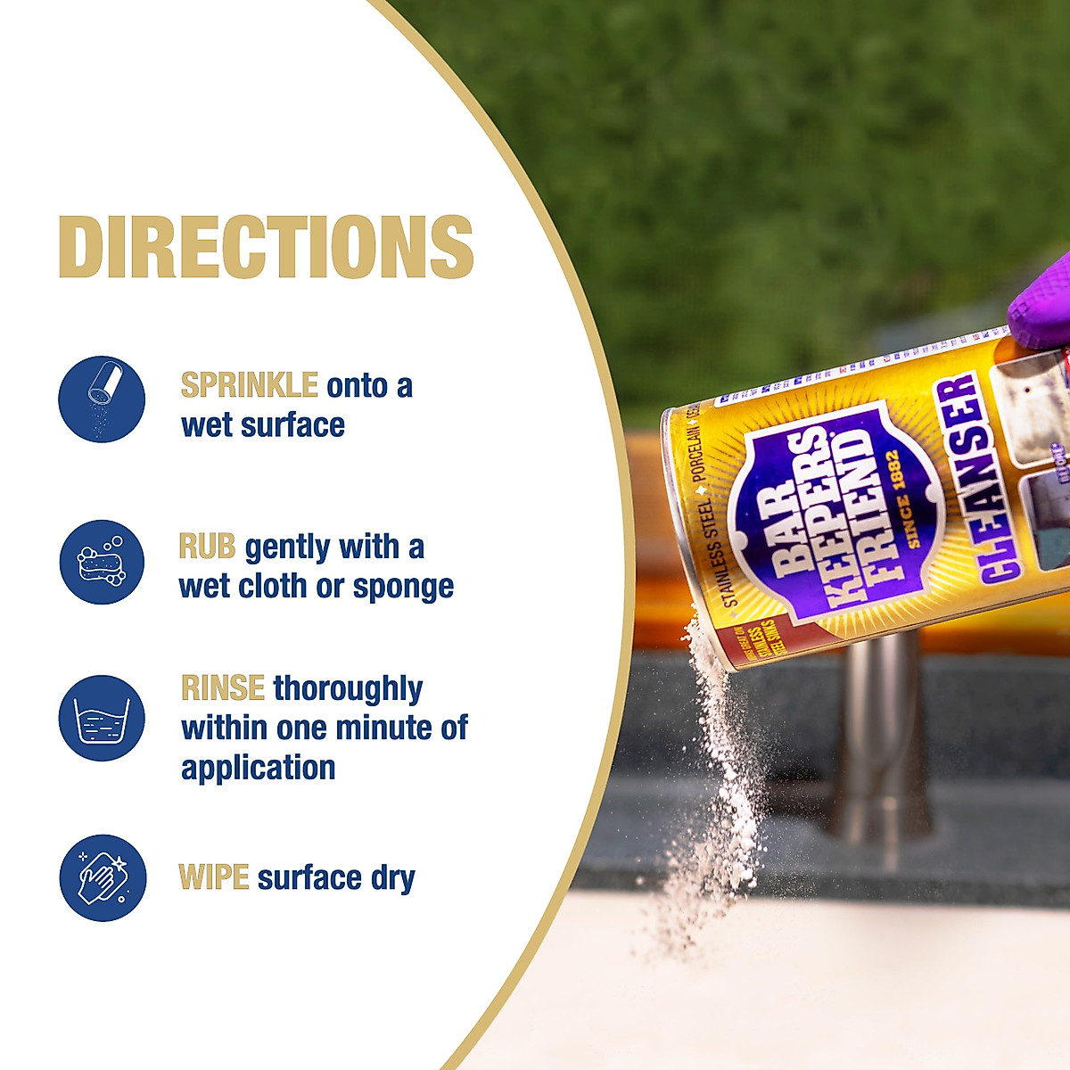 Bar Keepers Friend Powder Cleanser 12 Oz - Multipurpose Cleaner & Stain Remover - Bathroom, Kitchen & Outdoor Use - for Stainless Steel, Aluminum, Brass, Ceramic, Porcelain, Bronze and More (2 Pack)