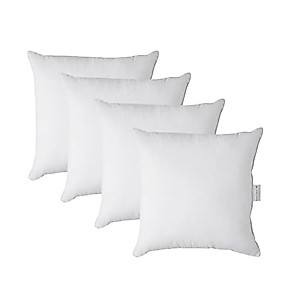 18x18 Pillow Inserts Pack of 4 - White Throw Pillows, Throw Pillow Inserts for Decorative Pillow Covers, Throw Pillows for Bed, Couch Pillows for Living Room, Throw Pillows for Couch, Fluffy Pillows
