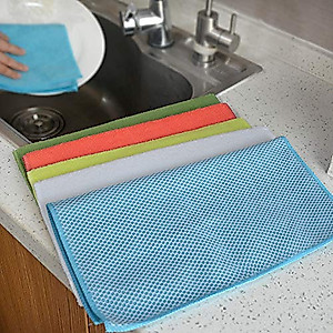 SINLAND Microfiber Dish Cloth for Washing Dishes Dish Rags Best Kitchen Washcloth Cleaning Cloths with Poly Scour Side 5 Color Assorted 12inchx12inch 10pack