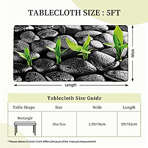 NJZOXR Basalt Stones Bamboo Fitted Tablecloth Rectangle Table Cover - Table Cloth - Fitted Table Covers for 5 Foot Tables