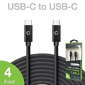 Dual USB-C/PD 60W Fast Charging Cord Compatible with Oppo Reno2 Plus 5Gbps Data Transfer for Power Delivery Hi Capacity Charging (Black)