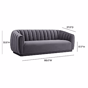 TOV Furniture Arno Collection Velvet Livingroom Sofa, Grey