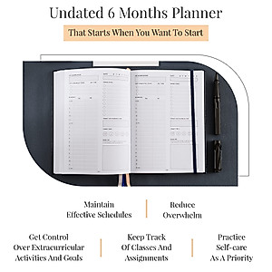 Journey 180 Undated Academic Planner - 6 Month Undated Student Planner for High School and College Students - To Do List, Habit Tracker, Positive Affirmations, Creative Journal, Daily Planner