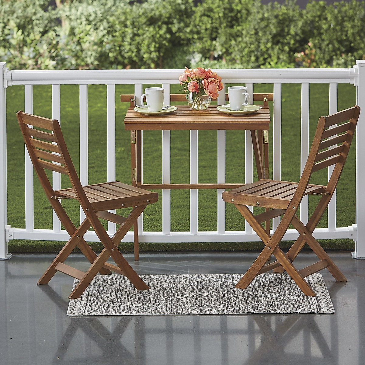 2-Pc. Folding Acacia Wood Chair Set — Natural