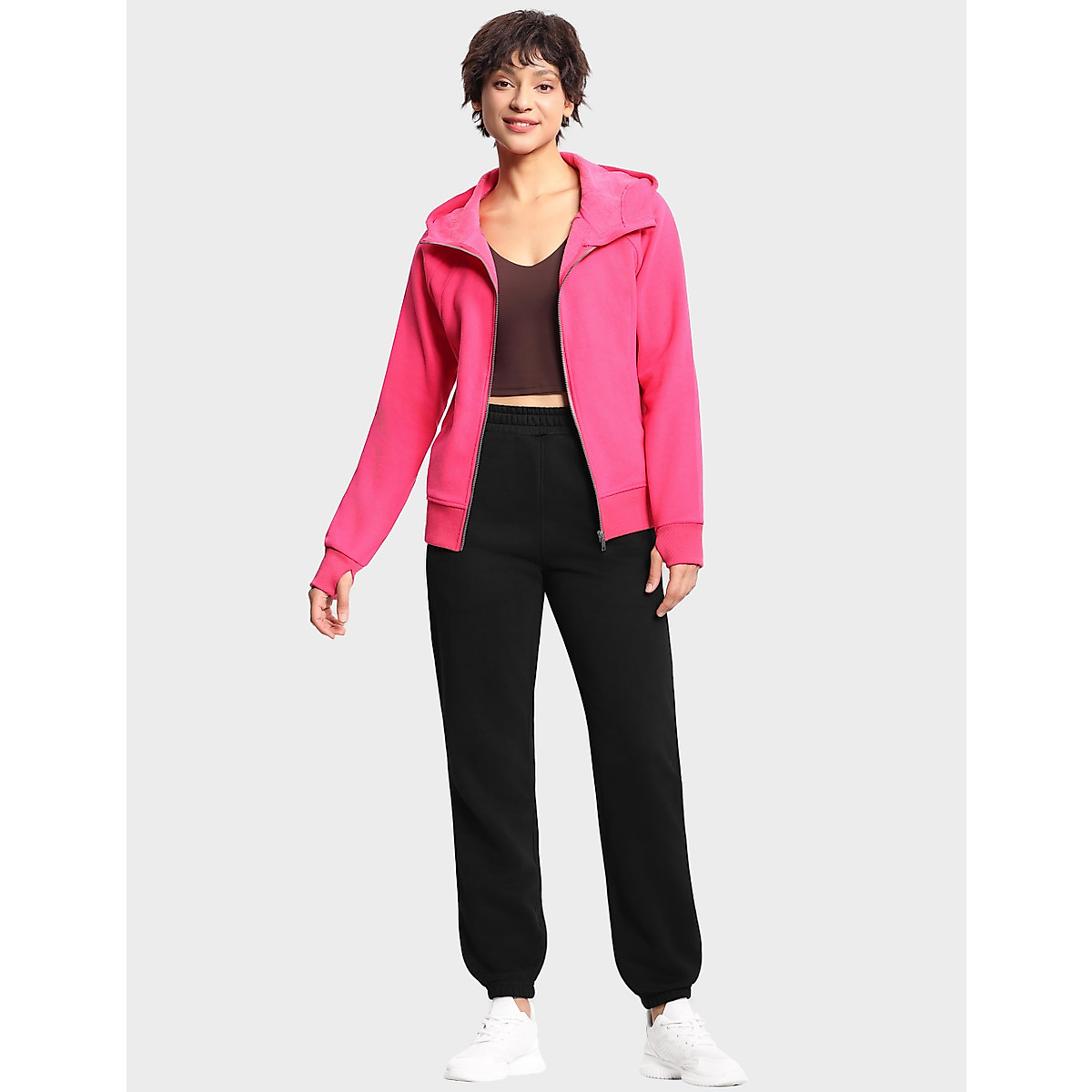 THE GYM PEOPLE Women's Fleece Sweatpants Warm Workout Joggers Pants with Pockets Black