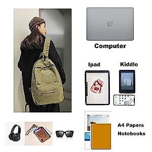 KOWVOWZ Aesthetic Backpacks Travel Bags Water Repellent Casual Daypacks Holds 15 Inch Laptop for Woman Man School Student Gift (Green), One Size