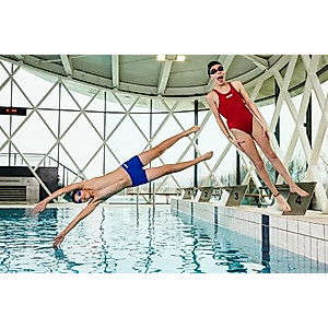 ARENA Women's Team MaxLife Swimsuit Solid Challenge Back One Piece Competition Training Bathing Suit Athletic Swimwear, Freak Rose/Neon Blue, US Size 24