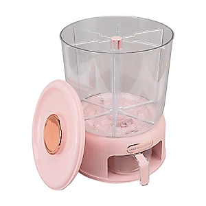 360 Degree Rotating Grain Storage Food Dispenser,Round Rice Storage Container Rice Bucket Rice Storage Tank Sealed Grain Container for Home and Kitchen(Sakura Pink)