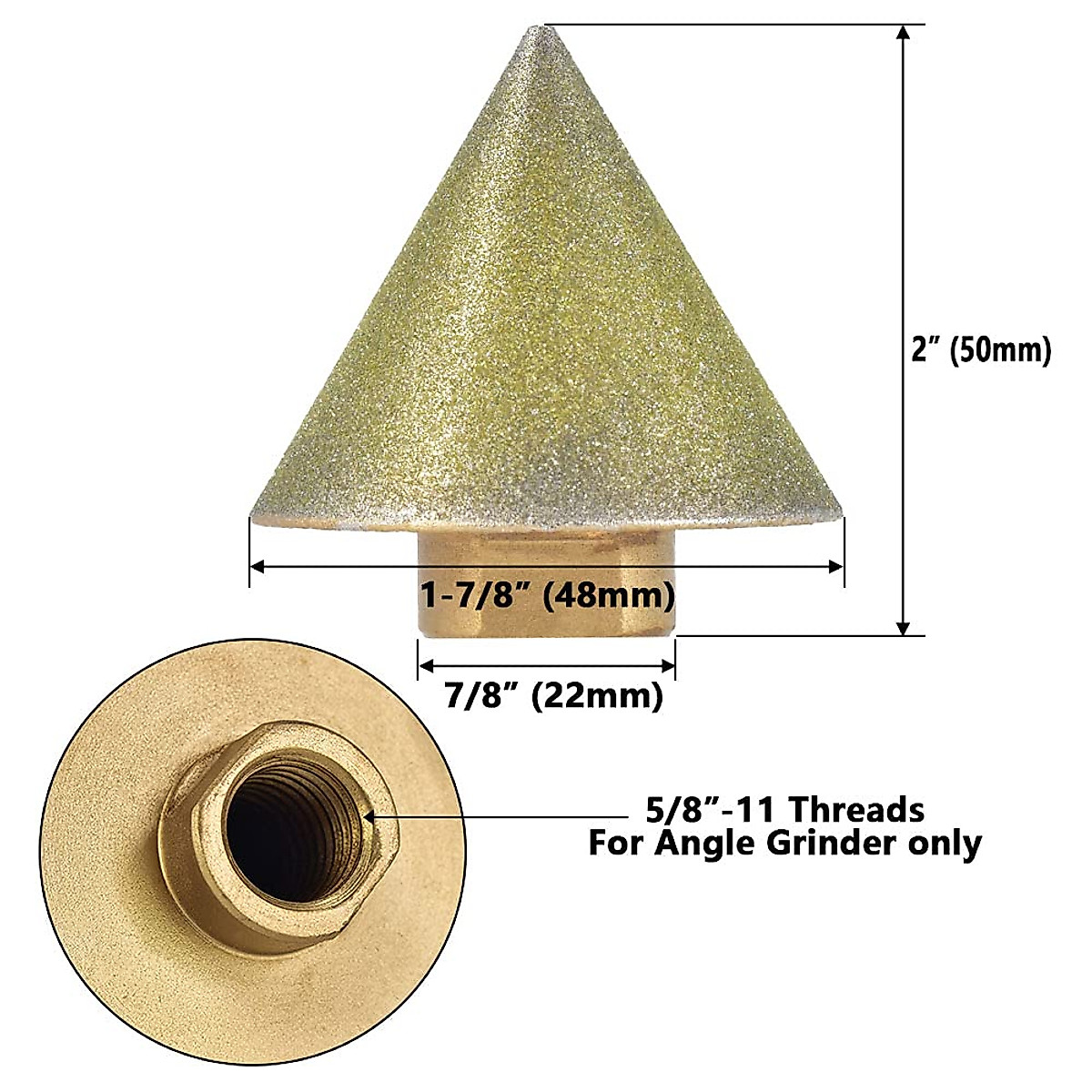 scottchen PRO Diamond Beveling Chamfer Bit 1-7/8"(48mm) x 5/8"-11 for Marble Glass Ceramic Countersink Hole Trimming, for Angle Grinder
