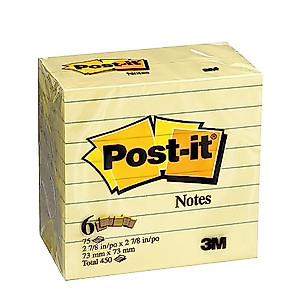 Post-it Notes 3x3 in, 6 Pads, America's’s #1 Favorite Sticky Notes, Canary Yellow, Clean Removal, Recyclable (5444)