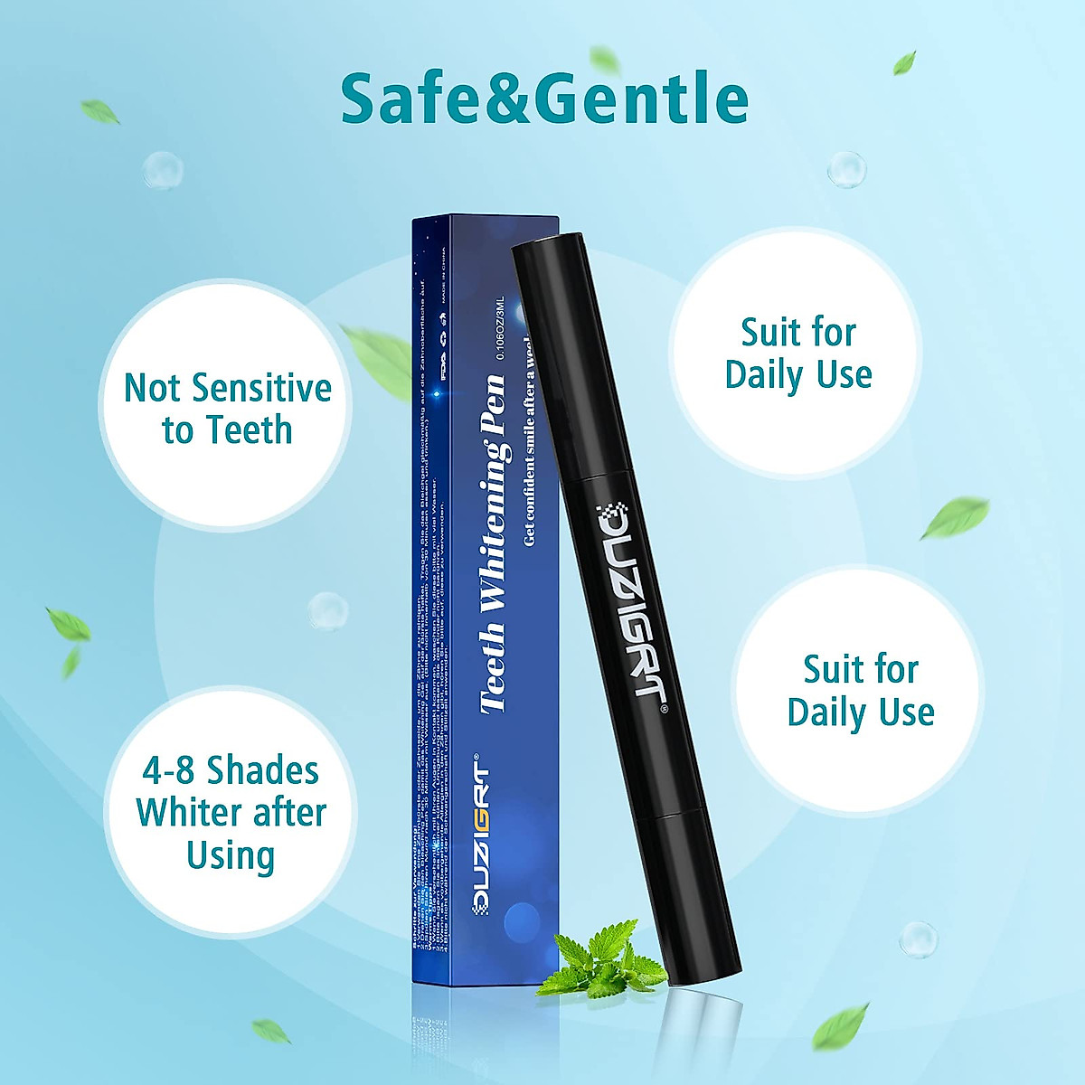 Teeth Whitening Gel, DOUCEUR 3pcs Teeth Whitening Pen Teeth Bleaching Whitening Teeth, No Sensitivity and Painless