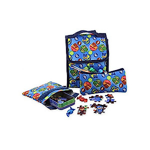 PJ Masks Boys Girls 5 piece 16 Inch Backpack Lunch Bag and Snack Bag School Set (One Size, Blue/Multi)