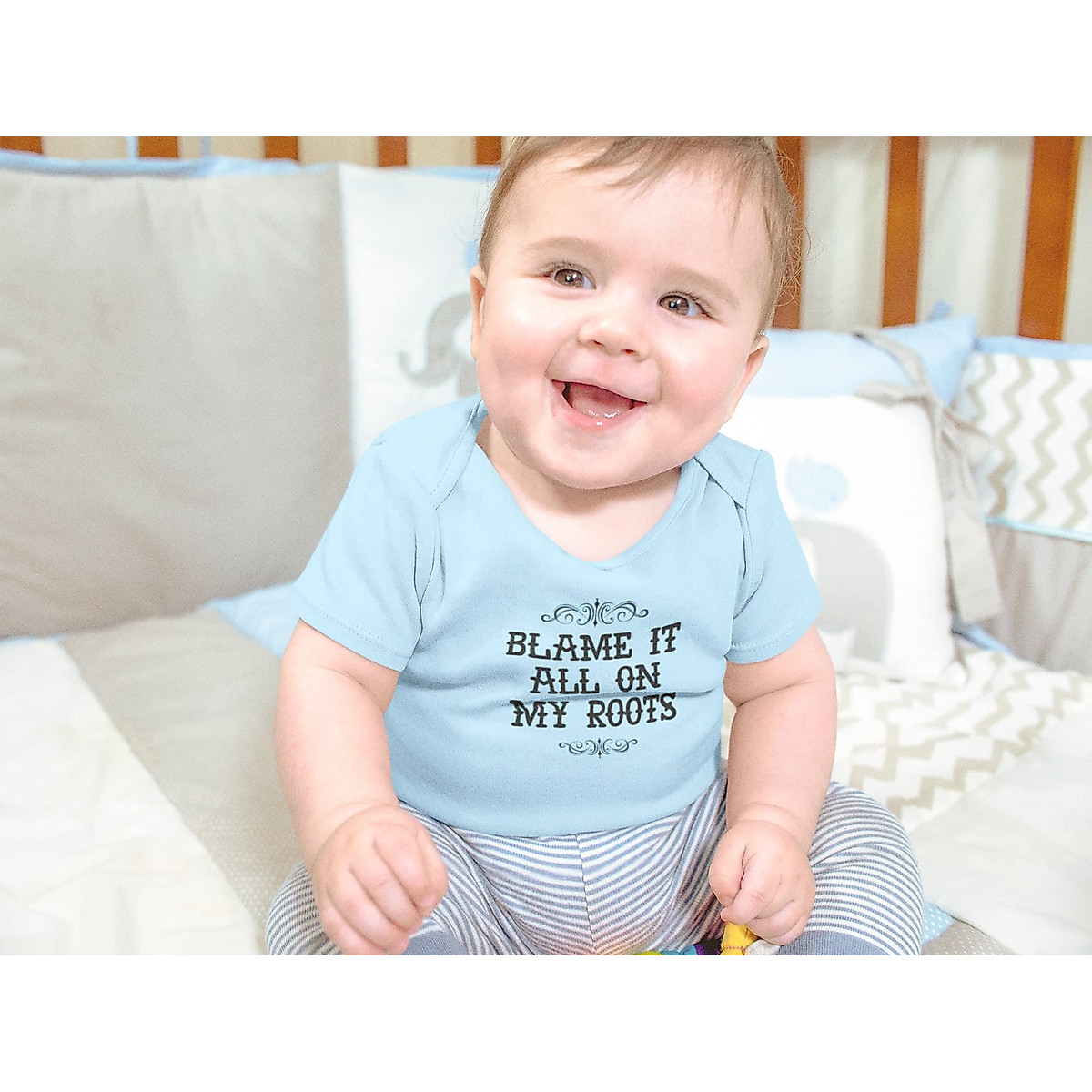 Pop Threads Blame It All On My Roots Country Music Cute Funny Western Infant Baby Boy Girl Bodysuit Black 6M