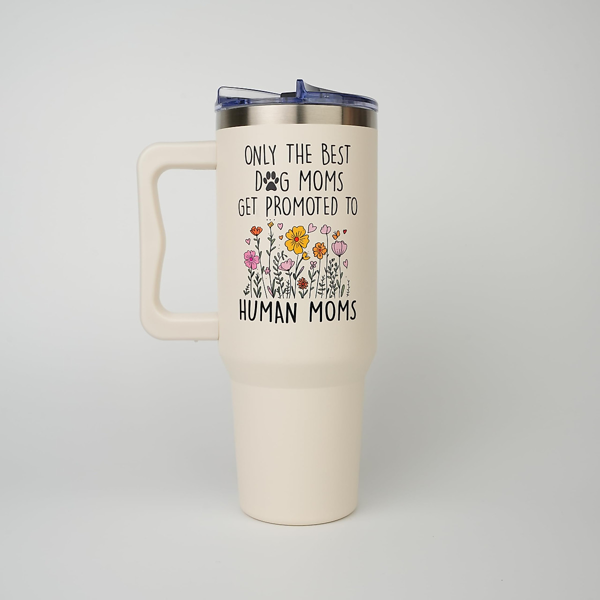 FROOBLEQUIRK Promoted to Human Mom 40oz Tumbler - Pregnancy Gift for Dog Owners, Expecting Mothers, and New Parents