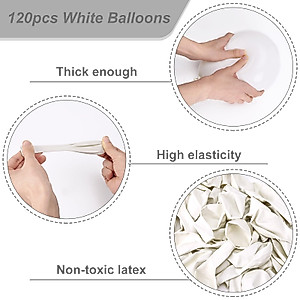 RUBFAC White Balloons, 110pcs 12 Inch Party Latex Balloons, Thicker White Balloons for Birthday Wedding Baby Shower Graduation Anniversary Party Decorations