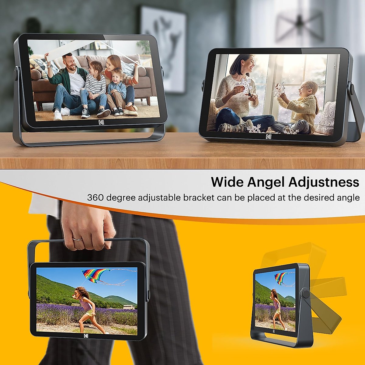 KODAK 10.1 Inch Smart Digital Photo Frame, 4000mAh Battery, 1920x1200 G+G IPS Touch Screen WiFi Digital Picture Frame, Built in 32 GB Memory, Auto-Rotate, KODAK APP, Gifts for Friends Family