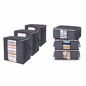 Lifewit 3 Pack 90L Clothes Storage Bag, Bundle with 3 Pack 35L Clothes Storage Bag, Grey