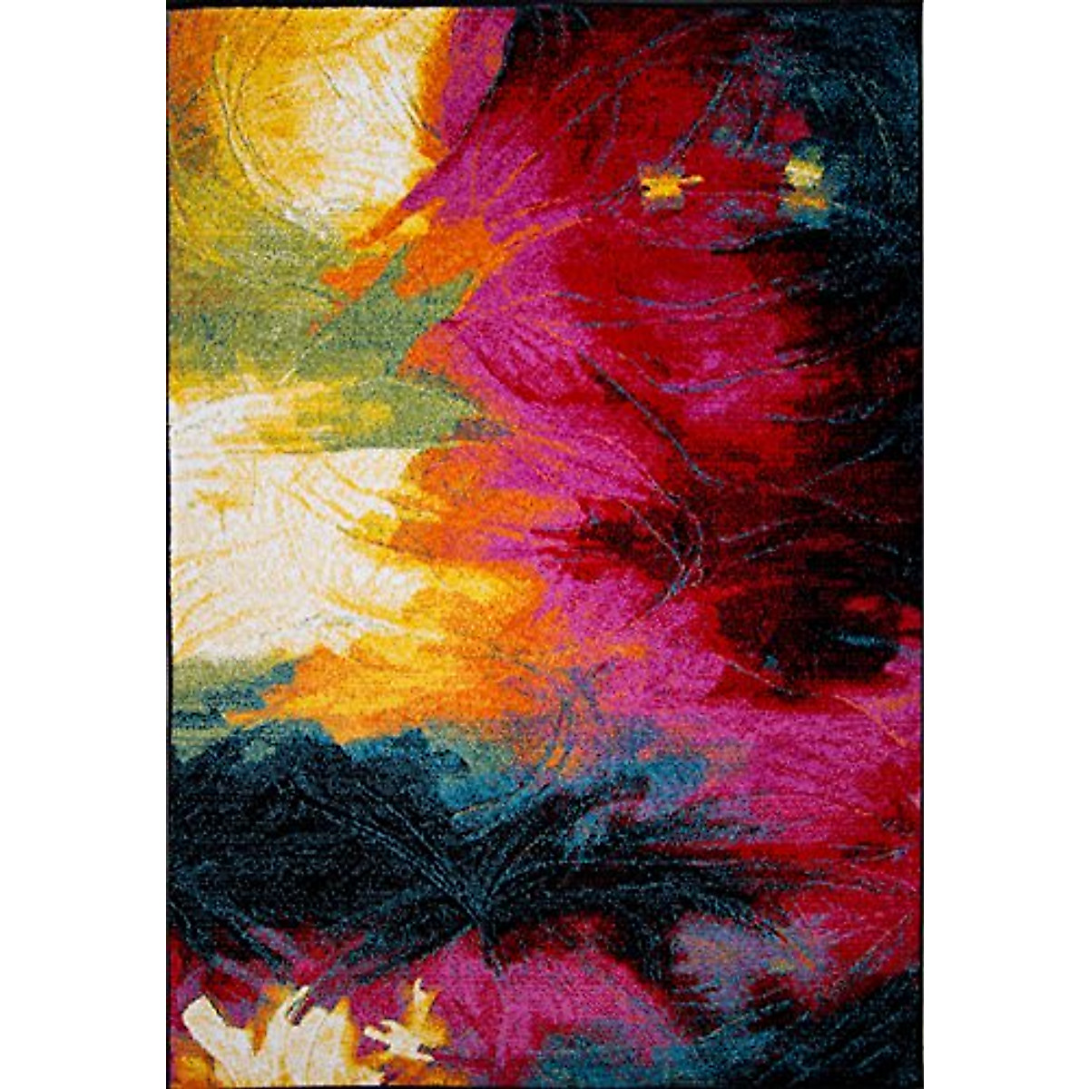 Home Dynamix Splash Mondrian Area Rug 5'2"x7'2", Abstract Black/Blue/Pink/Yellow