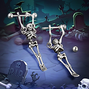 QGOLIVER Skull Earrings Skeleton Dangle Gothic Punk Spooky Christmas Earrings for Women Men