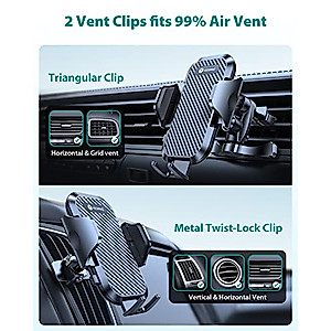 VICSEED Ultra Stable Car Phone Holder Mount, [Upgrade 100% Won't Fall & Break] 2 in 1 Air Vent Phone Mount for Car Easy Clamp Cell Phone Holder Car for iPhone 14 13 12 Pro Max Plus Mini All Phones