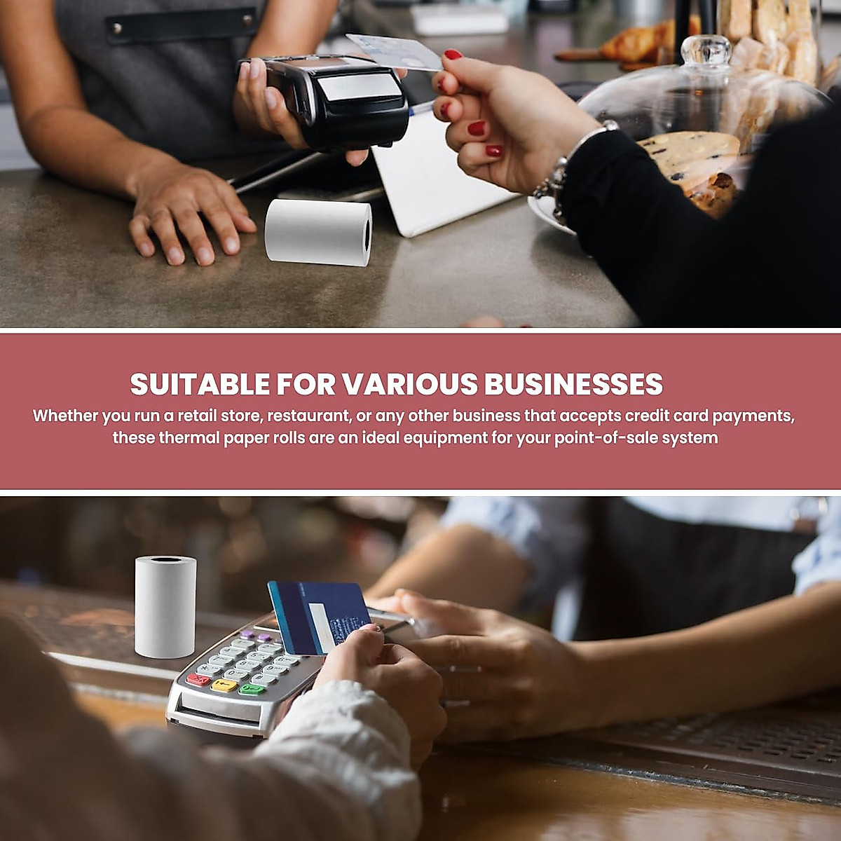 BAM POS Credit Card Receipt Paper for the VX520 (12 Rolls)