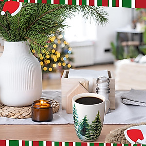 Suttmin 4 Pcs Christmas Tree Ceramic Mugs 12 oz Holiday Coffee Mugs Set Merry Christmas Coffee Mugs Green Tree Stackable Drinking Cups White Tea Cups for Coffee Milk Tea Hot Cocoa Xmas Winter Gifts