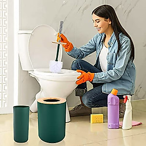 SLDIYWOW 9-Piece Dark Green Bathroom Accessories Set with Trash Can, Tray, Soap Dispenser, Toothbrush Holder, Toothbrush Cup, Soap Dish, Toilet Brush and Q-tip Holders for Bathroom