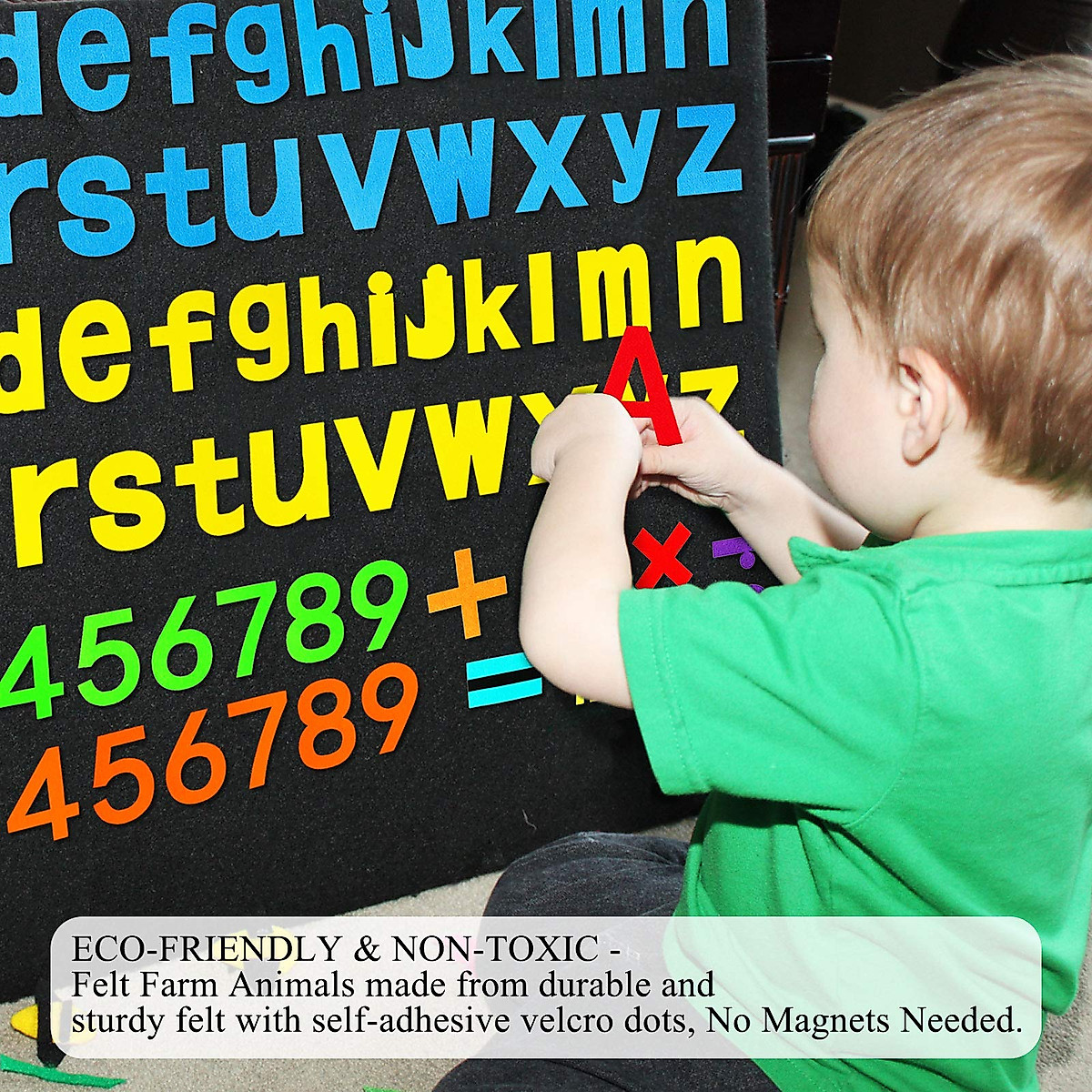 Toddlers Toys Felt-Alphabet Letters Numbers for Preschool Learning Activity with 107 Pieces ABC Upper Lower Case Letters, Numbers Children Felt Wall Sensory Activity Toys