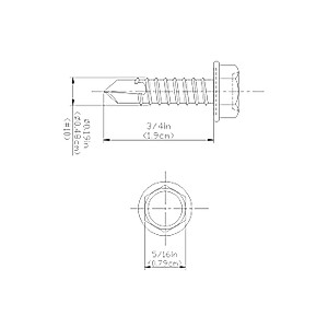 #10x3/4'' Hex Washer Head Self-Drilling Tek Screws, Zinc-Plated Steel,100pcs/box
