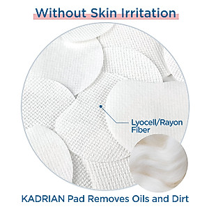 KADRIAN Double-Sided Facial Pads - Lint free - for Makeup Remover and Toner - Rayon face pads for toner and cleasing - Rayon not cotton balls - Exfoliating cotton rounds for face (180 Pads)