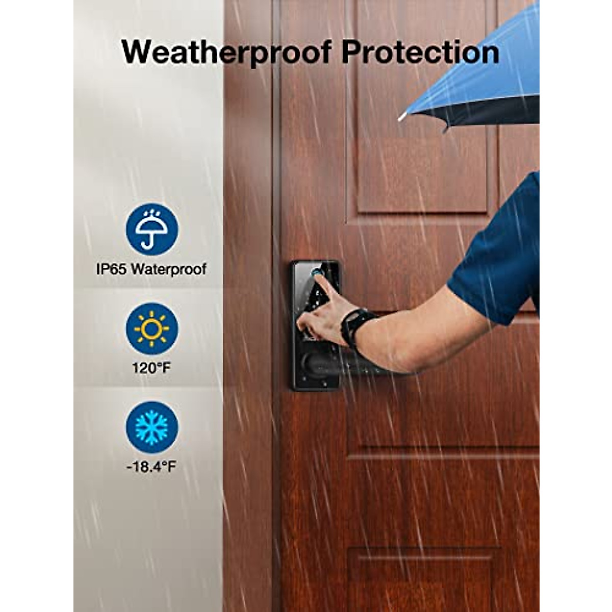 Wi-Fi Smart Lock, Fingerprint Keyless Entry Door Lock with Handle, Smart Lock for Front Door Anti-Peeping, Electronic Digital Keypad Door Lock Works with Alexa, Remotely Control (G2 Gateway Included)