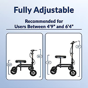 KneeRover Economy Knee Scooter Steerable Knee Walker Crutch Alternative with DUAL BRAKING SYSTEM in Matte Black