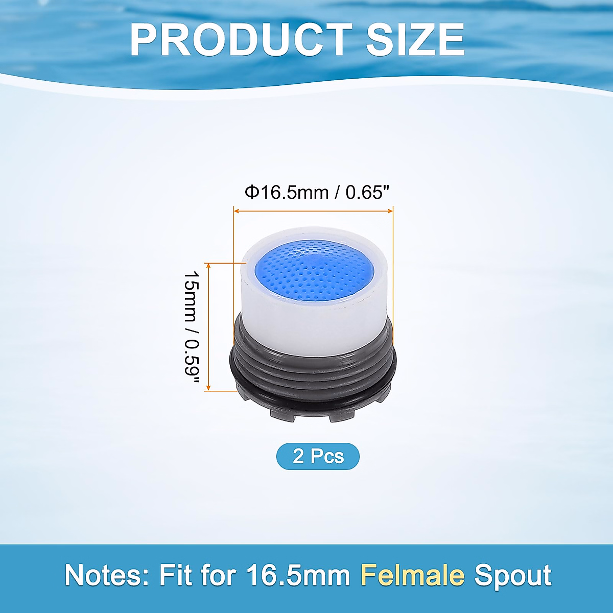 uxcell 2Pcs Faucet Aerator, 16.5mm Flow Restrictor Insert Faucet Aerators Replacement Parts Sink Faucet Flow Restrictor for Bathroom Kitchen, Blue