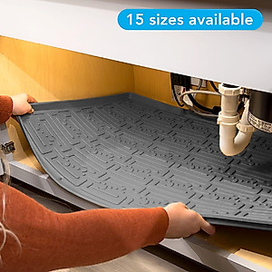 Xtreme Mats - Waterproof Under Sink Mat Shelf Liner Cabinet Liner for Kitchen & Laundry Cabinets (Gray 40" 1/4 x 22 1/4) Kitchen Cabinet Shelf Protector Flexible Under Kitchen Sink Drip Tray Liner