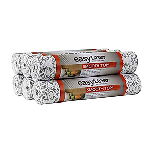 Duck Smooth Top Easy Liner Shelf Liner, Top Cabinet Multipack, 6-Rolls, Each 12" Width, 10' Length, Grey Damask