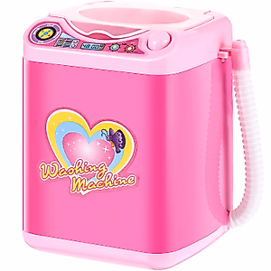 Hsei Mini Toy Washing Machine Makeup Brush Cleaner Plastic Electric Automatic Washing Machine Sponge Cleaning Toy for Girls Ladies