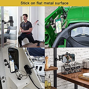 Mippko Magnetic Phone Holder Attracts Flat Metal Surface for Truck/Boat/Car/Gym/Forklift/Pole/Shelves, Compatible with 3.5~7.5" iPhone/Samsung Galaxy/Nexus/HTC, 360°Adjustable Arm