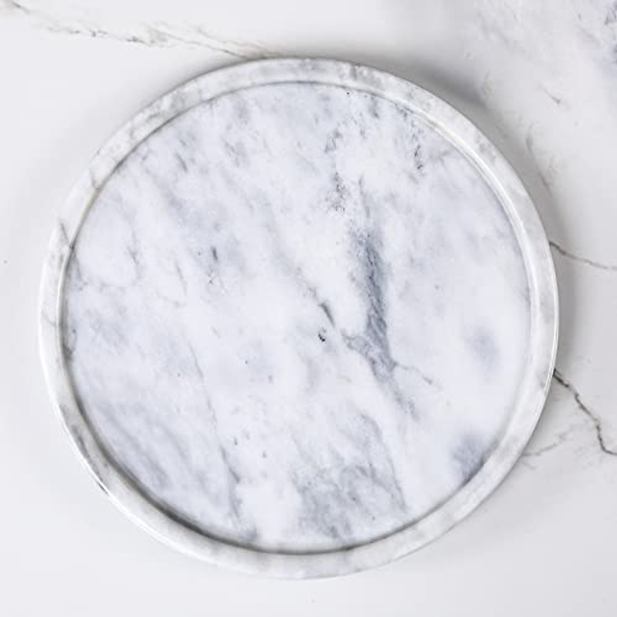 Marble Stone Decorative Tray for Counter Dresser, Nightstand or Desk for kicthen 7.8in