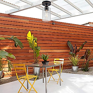 YaoKuem Semi Flush Mount Ceiling Light Fixture, E26 Medium Base, Metal Housing with Clear Glass, Bulbs NOT Included, 2-Pack