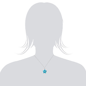 Honolulu Jewelry Company Sterling Silver Plumeria Flower Necklace Pendant with Simulated Blue Opal (19mm)