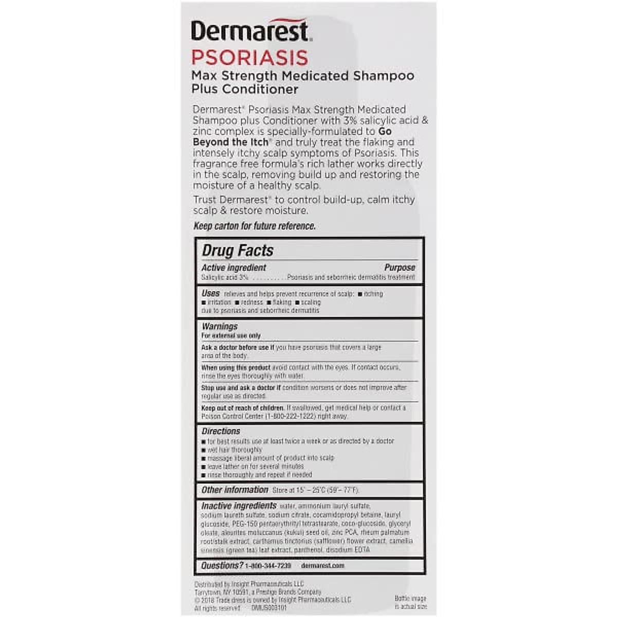 Dermarest Medicated Shampoo Plus Conditioner for Psoriasis, 8 fl oz (4 Pack)