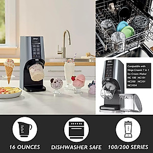 Wiselet 16 Oz Pint Containers 4 Pack, Compatible with Ninja NC100&NC200 Series Creami Ice Cream Maker, Dishwasher Safe, BPA FREE, Leak Proof, Transparent,