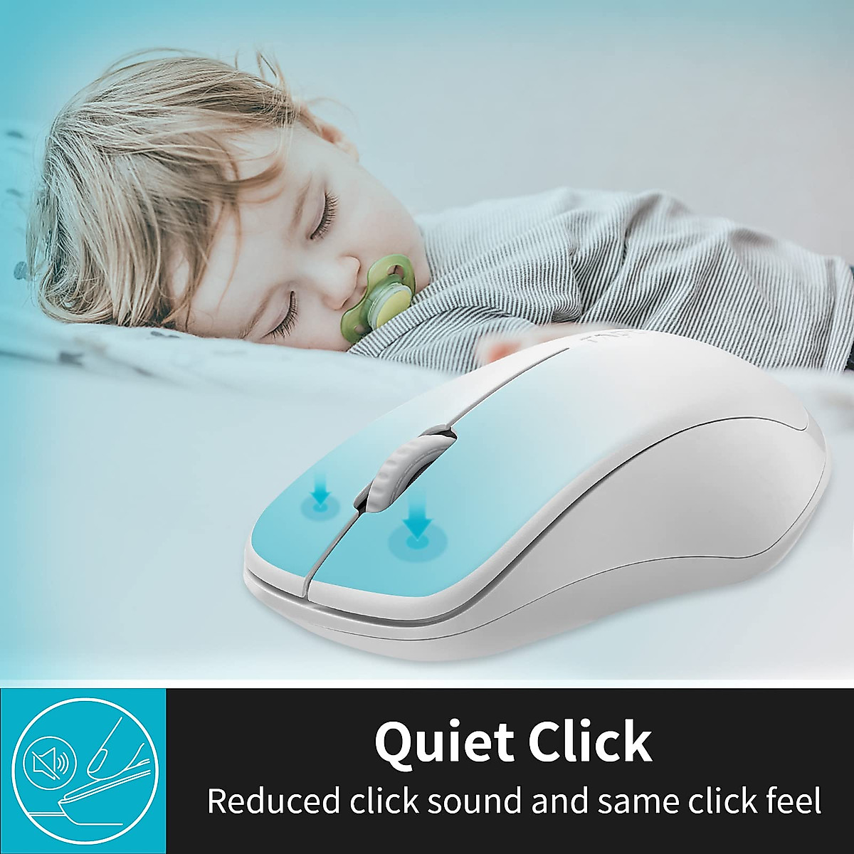 Rapoo 1680 Silent Wireless Mouse, 2.4GHz Cordless Mouse with USB Receiver, 1K DPI, 3 Buttons Computer Mouse with 12M Battery Life, Ambidextrous Computer Mice for PC/Tablet/Laptop, White