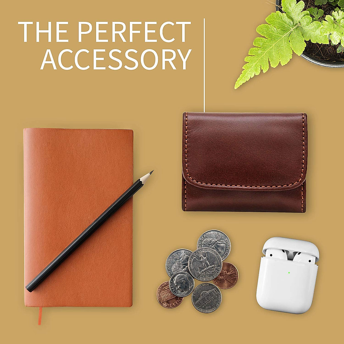 Maruse Slim Handmade Italian Leather Coin Purse with Magnetic Closure, Brown