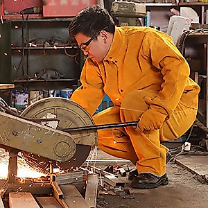 Welding Overalls Cowhide High Temperature Resistance Flame Retardant Insulation Wear-Resistant Welder Welding Protective Clothing,L