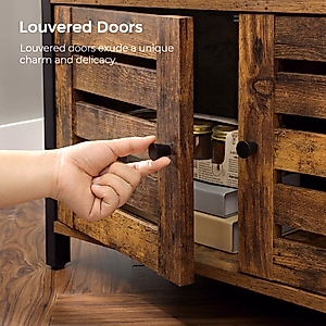 VASAGLE LOWELL Bookshelf, Storage Cabinet with 3 Shelves and 2 Louvered Doors, Industrial Bookcase in Living Room, Study, Bedroom, Multifunctional, Rustic Brown ULSC75BX