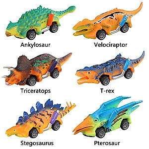 SCKTYZS Kids Dinosaur Pull Back Toy Cars 6 Pack, Mini Animal Push Back Cars Dinosaur Games for Boys Girls,Colorful Monster for Toddlers Ages 3,4,5,6 7 8 Year Old Christmas Birthday Gifts…