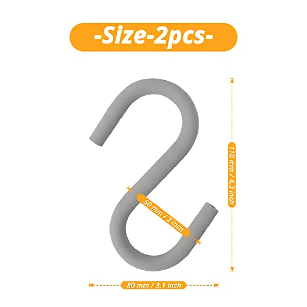 NUTJAM 2 Pcs S Hooks for Hanging Heavy Duty S Shaped Hooks Metal Closet Hooks with Foam Protective Layer for Hanging Hangers Closet Rod Jewelry Pants Clothes Belts Ties Bags Towels