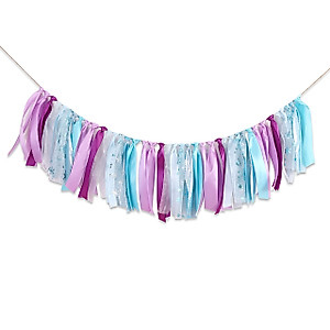VAVAYAO Winter Onederland Ribbon Garland - Winter Onederland 1st Birthday Girl Decorations, High Chair Banners, Snow and Ice Princess Party Decorations, Winter Auderland Background Ribbon Banners