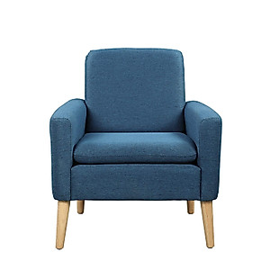 Lohoms Modern Accent Fabric Chair Single Sofa Comfy Upholstered Arm Chair Living Room Furniture Navy Blue